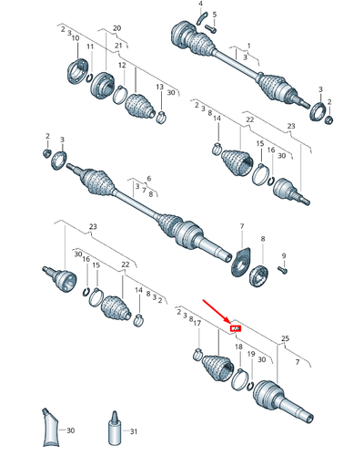 VW TRANSPORTER T6 FRONT RIGHT INNER JOINT PROT. BOOT ASSY 7E0498202 NO ...