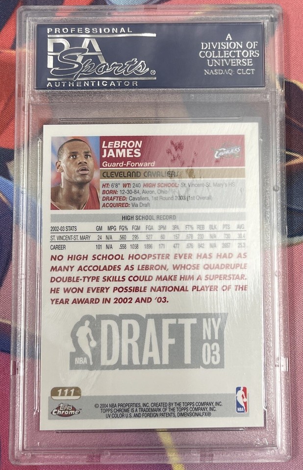 2003-04 Topps Chrome #111 LeBron James Cavaliers RC Rookie PSA 10 ...