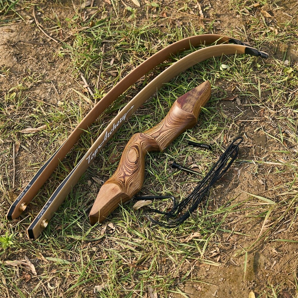 Archery 60'' Takedown Recurve Bow Wooden Long Bow / Arrows for Hunting ...