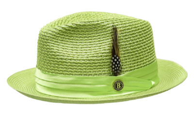 Men's Dress Casual Fedora Summer Straw Hat Apple Green JU-926 100% Poly ...