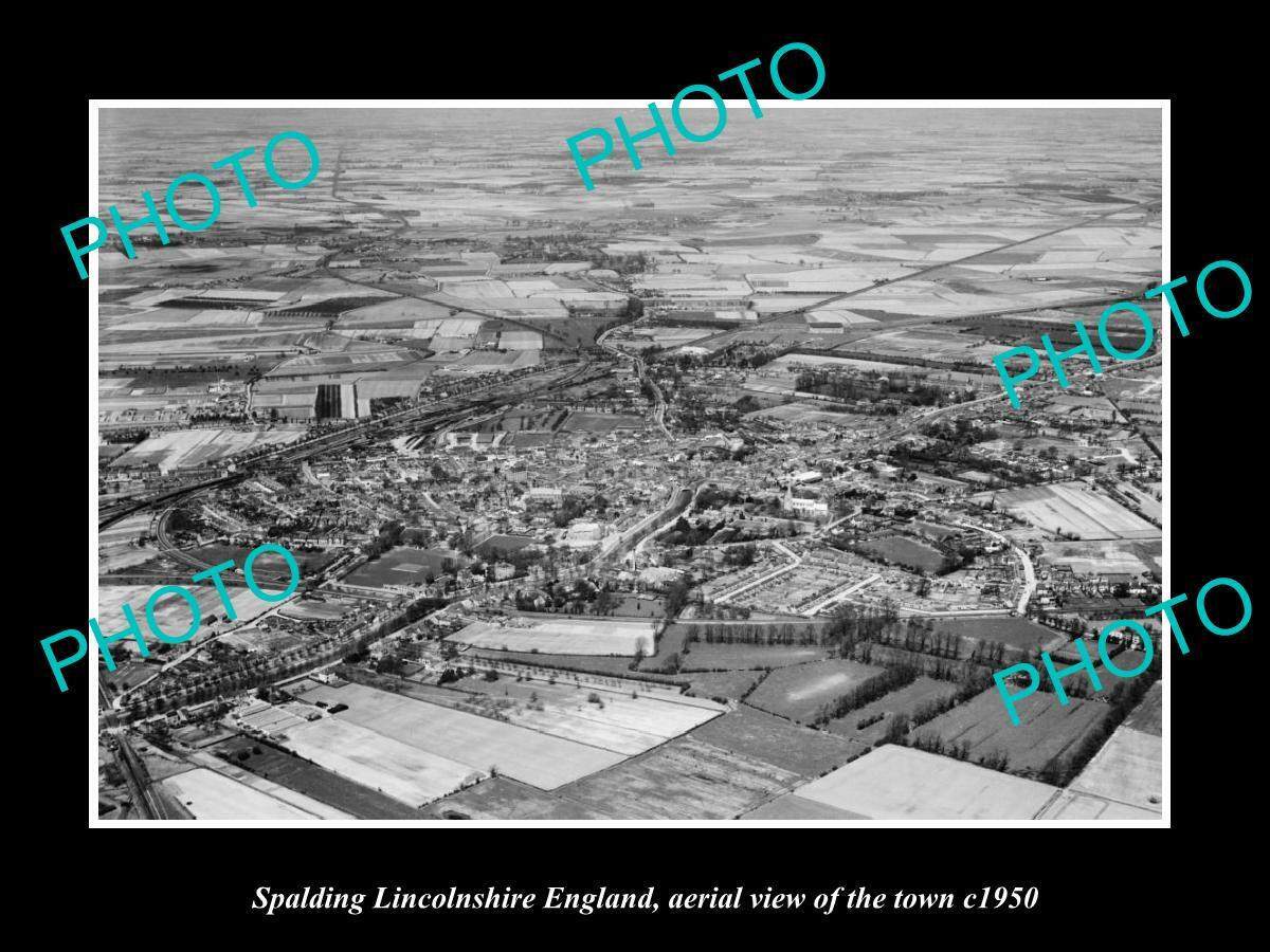 OLD 8x6 HISTORIC PHOTO OF SPALDING ENGLAND AERIAL VIEW OF THE TOWN ...