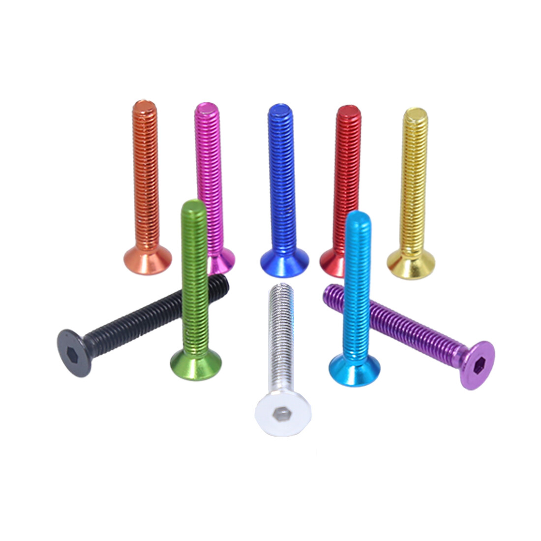 M3 M4 M5 Aluminum Alloy Countersunk Bolts Allen Socket Screws Anodized ...