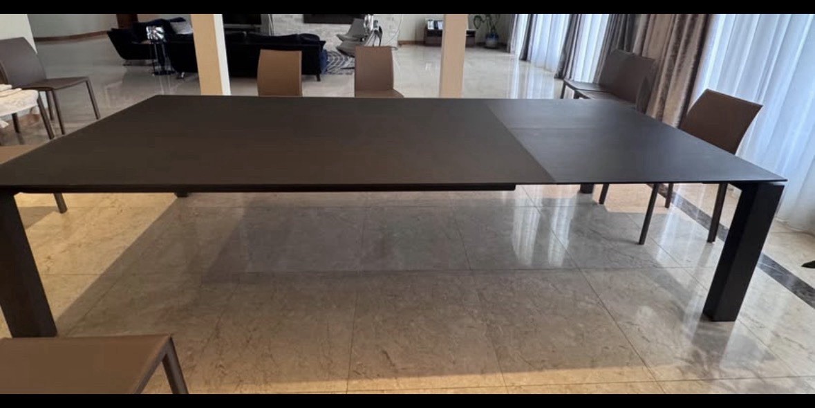 Calligaris Black Rectangular Extendable Dining Table Glass Top 86x48x29 ...