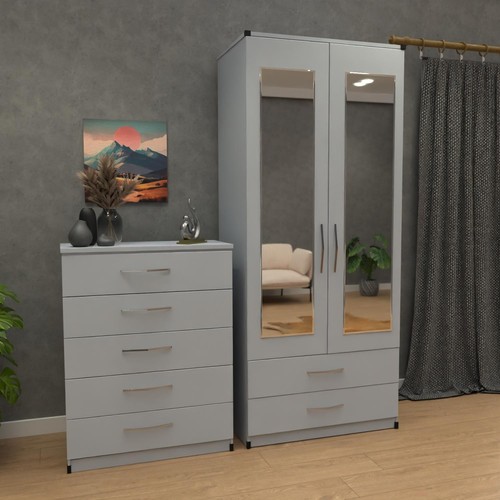 Ready Assembled 2 door wardrobe set 78cm, Chest Drawer 73cm | eBay UK