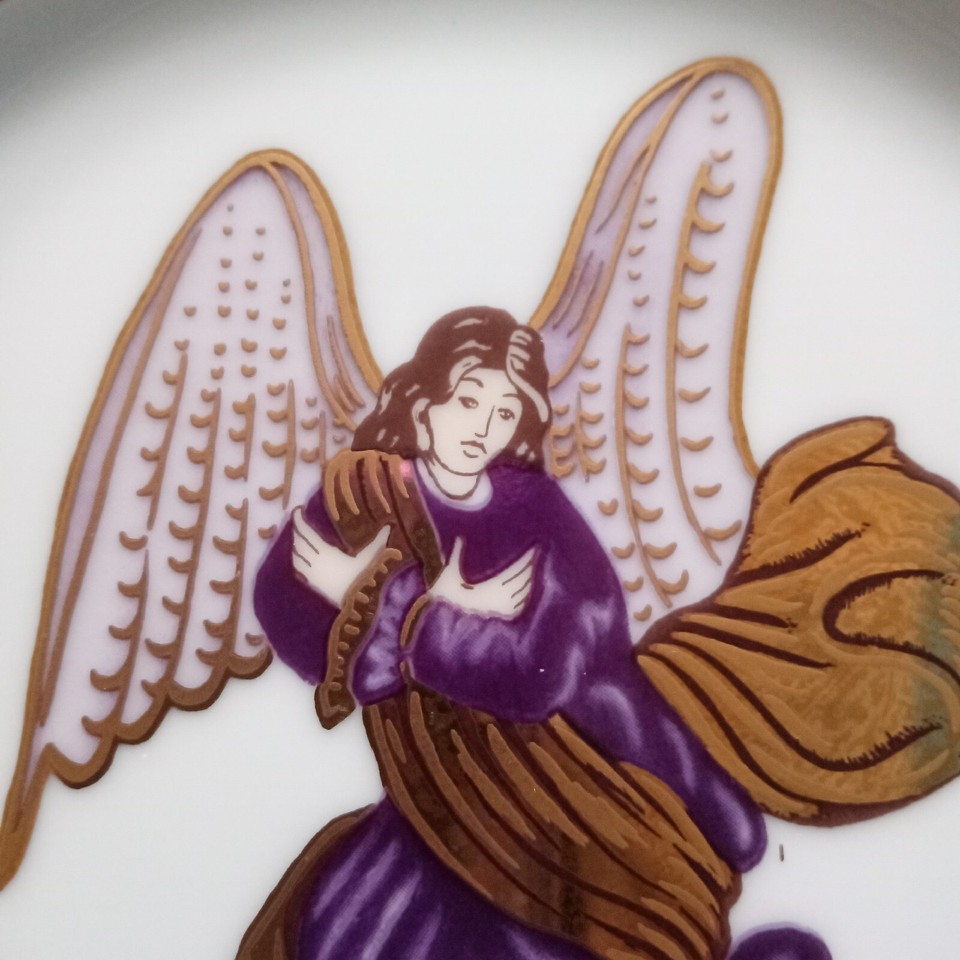 VTG Purple Gold Angel Plate 8" Srilanka Celebrity 9408 Vibrant Nice ...