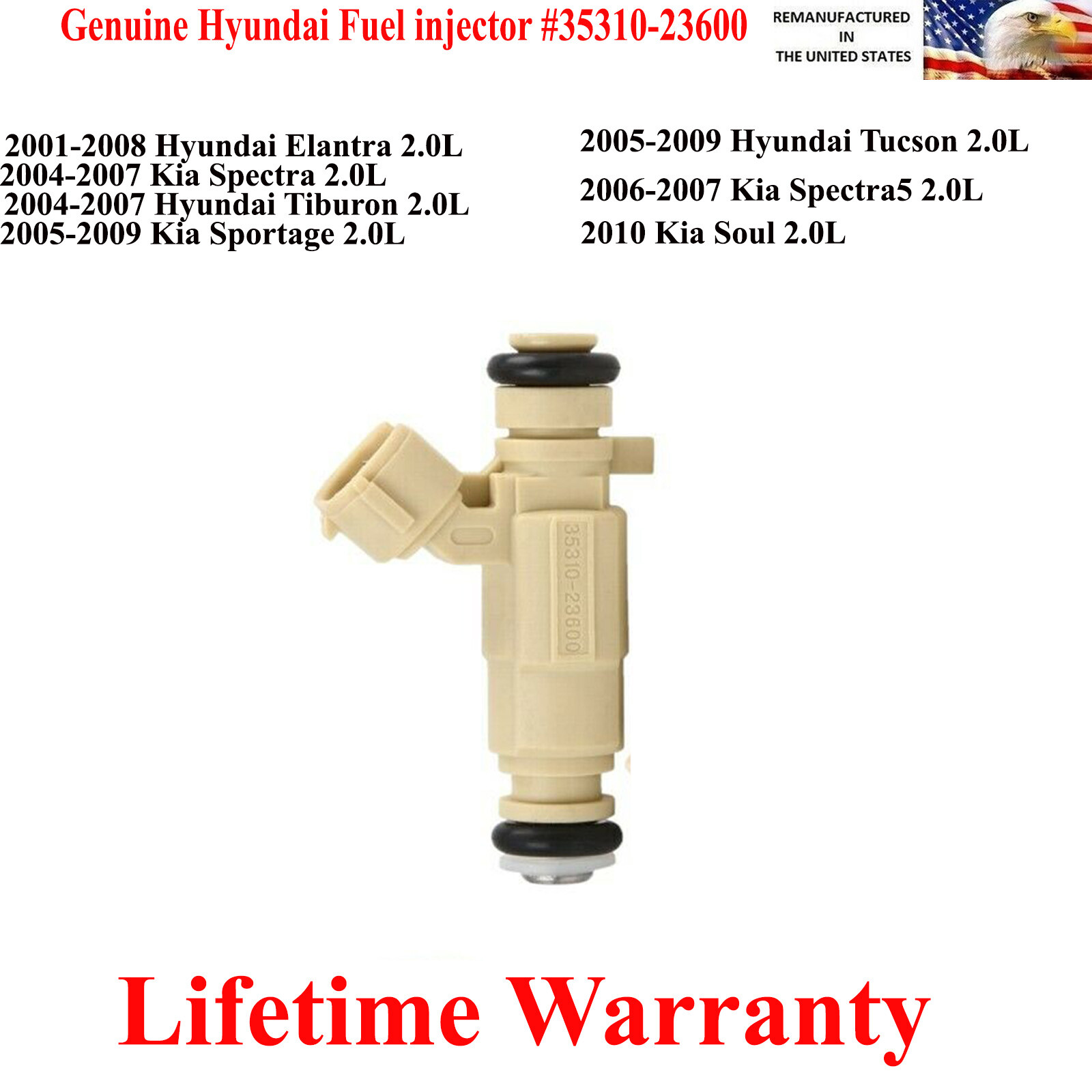 Genuine Hyundai Fuel Injector for 2005-2009 Hyundai Tucson 2.0L 35310 ...