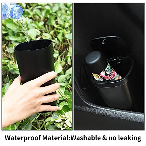 Black Plastic Trash Can with Push-Button Open, 3.4x3.4x6.4 in Cup Body ...