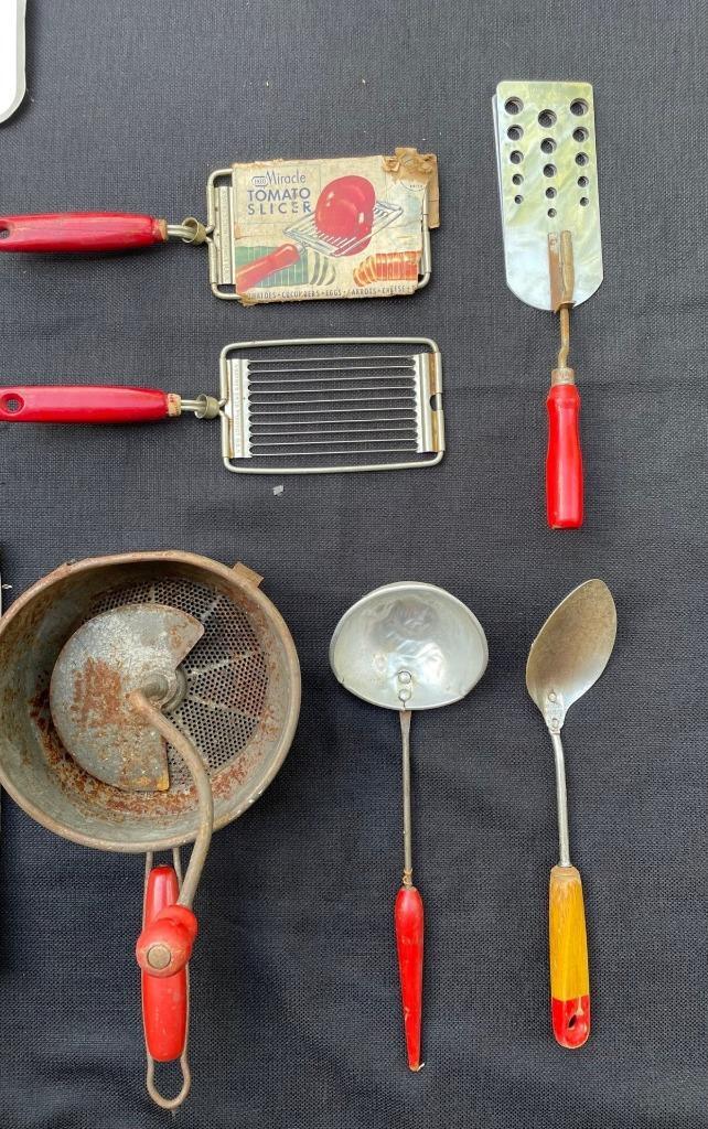 Kitchen Utensil Vtg 1930's Gadget Red Wood Handle LOT 13pc HTF Dazey ...
