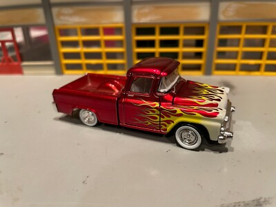 1/64 M2 58 GMC 1/2 TON P.U./CANDY RED/WHITE FLAMES/WH INT/283 V8/CHROME ...