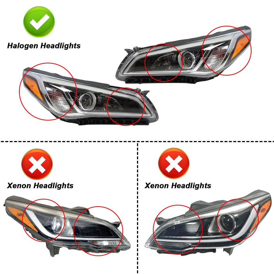 Halogen Headlight For 2015 2016 2017 Hyundai Sonata Left Driver Side ...