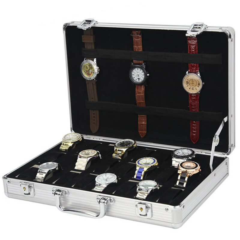 Aluminum Watch Case 24 Grids Briefcase Storage Box Watches Collectors ...