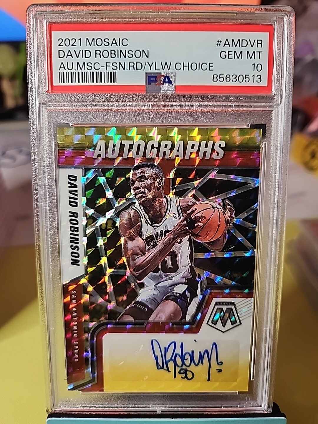 2021 Panini Mosaic David Robinson Choice Fusion Red Yellow Auto PSA 10 ...