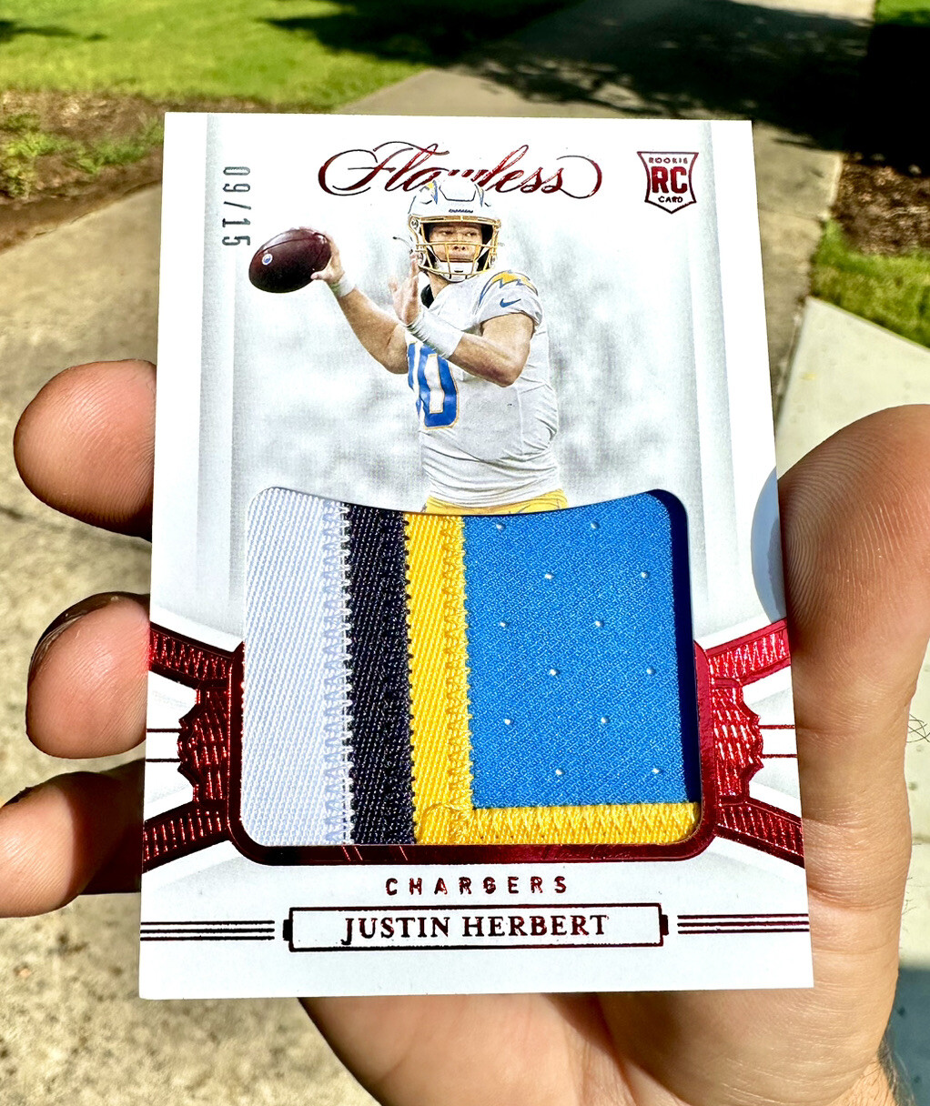 2020 NFL Flawless Justin Herbert Ruby 4 Color Rookie Patch /15 RARE ...