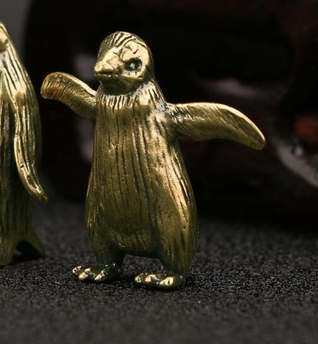 Brass Penguin Animal Statue Small Sculpture Tabletop Figurine Home ...