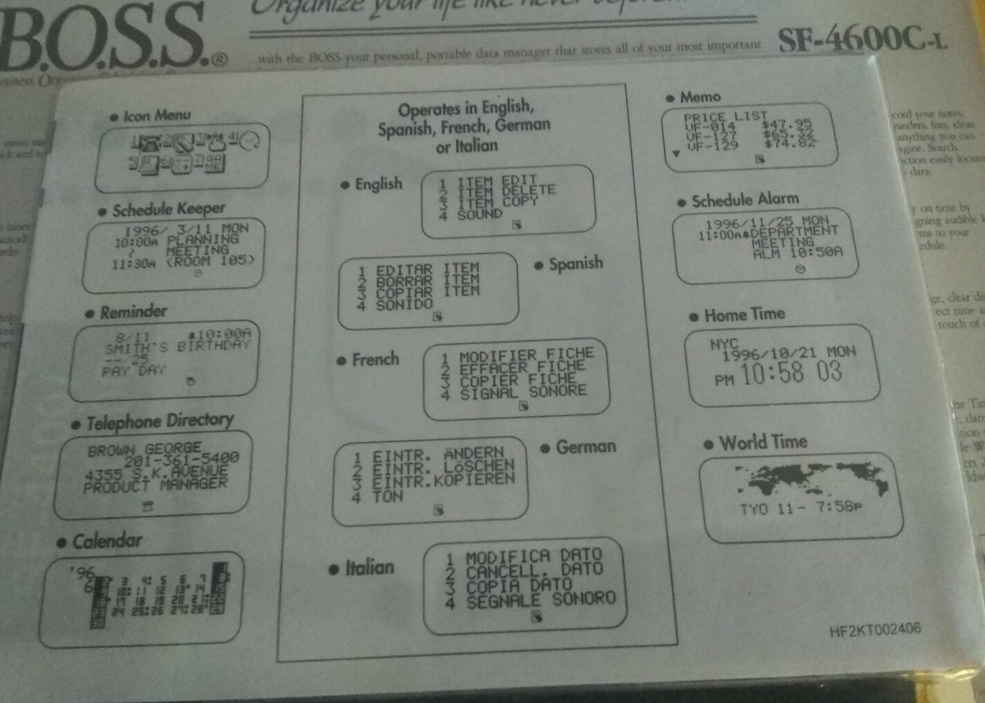 Casio BOSS SF-4600C64KB Pocket Computer Business Organizer Scheduling ...