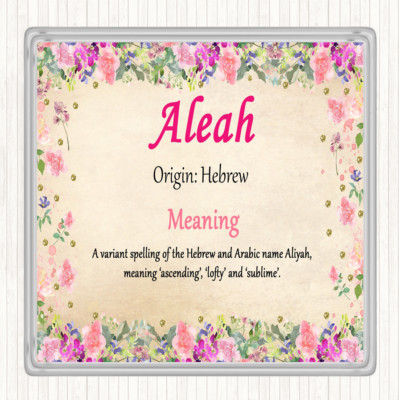 Aleah Name Meaning Drinks Mat Coaster Floral | eBay UK