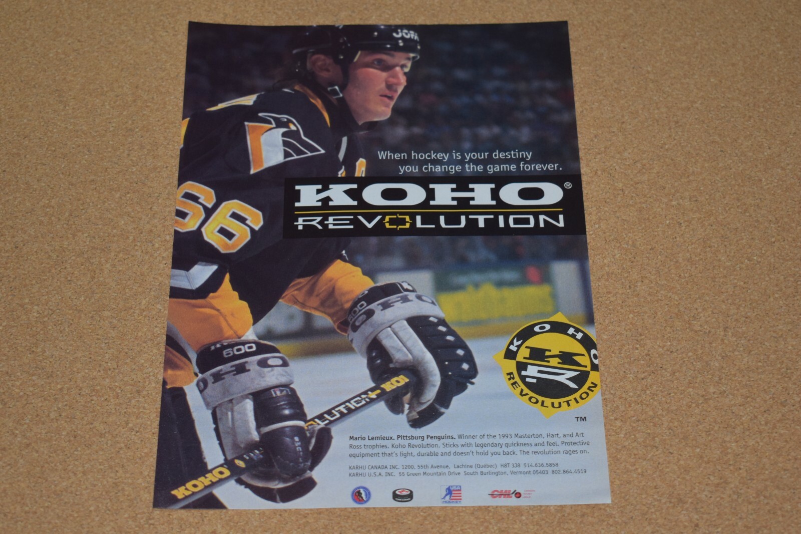 1994 Print Ad Mario Lemieux Pittsburg Penguins NHL Hockey Koho ...