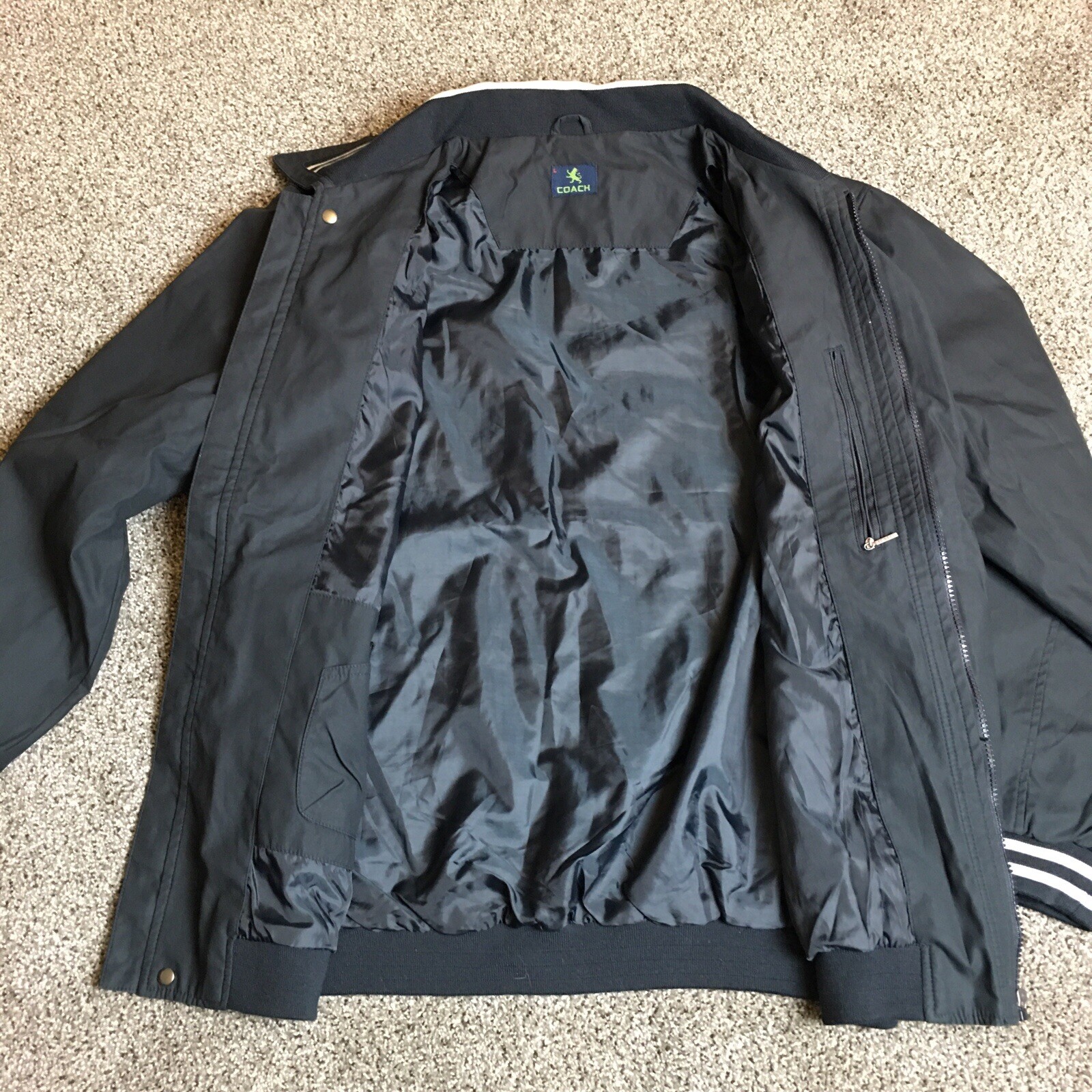 Coach Jacket Bomber Full Front Zip Black Mens Coat Sz… - Gem