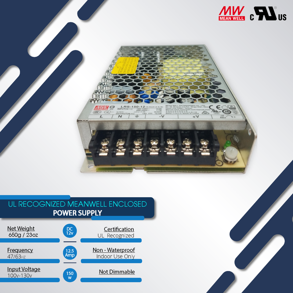 Mean Well LRS-150-12 Enclosed Switching Power Supply 12V 150W 12.5A | eBay