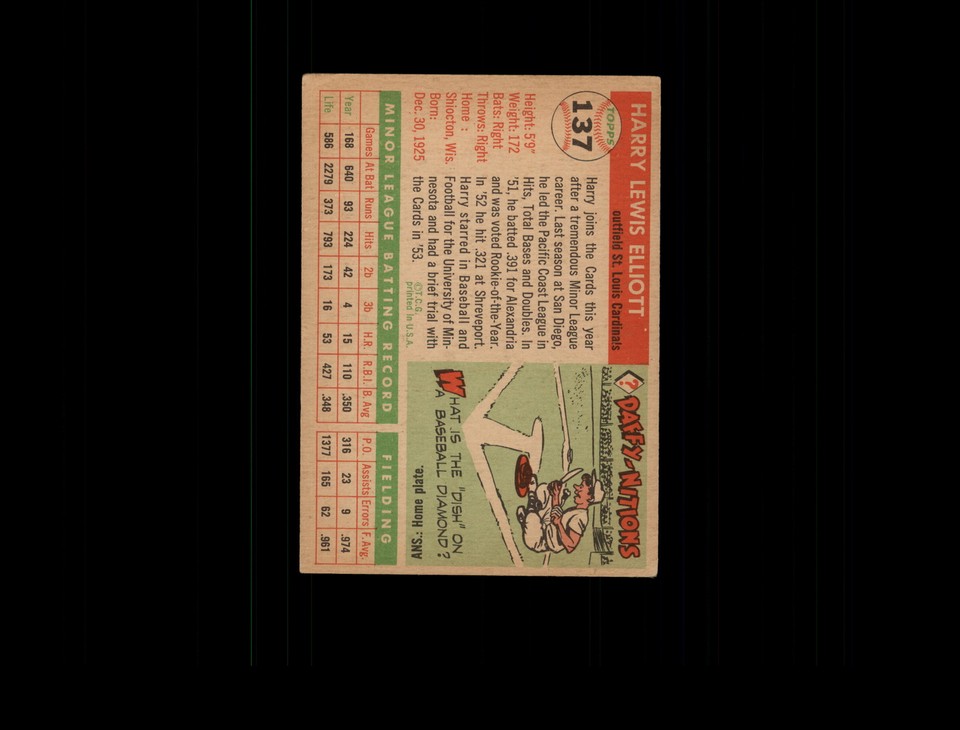 1955 Topps 137 Harry Elliott RC VG #D1,339209 | eBay