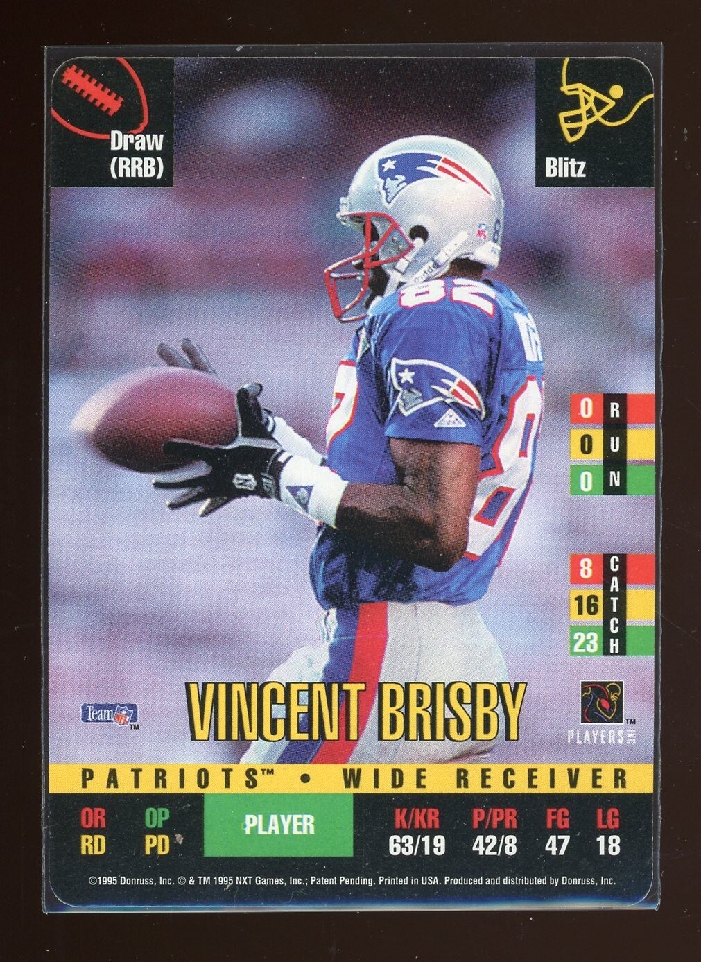 1995 Donruss Red Zone VINCENT BRISBY Patriots | eBay