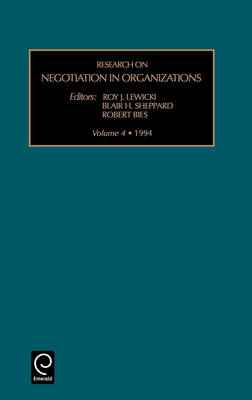 Research on Negotiation in Organizations by Roy J. Lewicki, Robert J ...