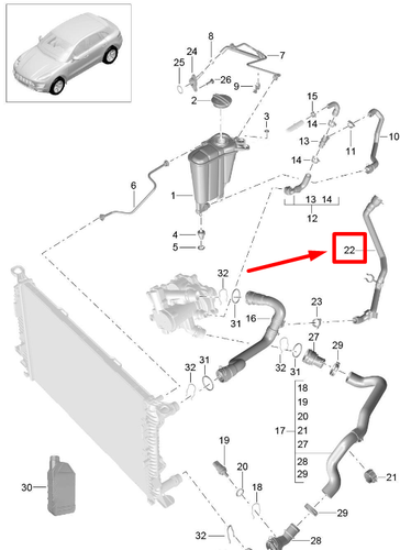 PORSCHE MACAN 95B Engine Coolant Hose 95B.121.056.A 95B121056A NEW ...