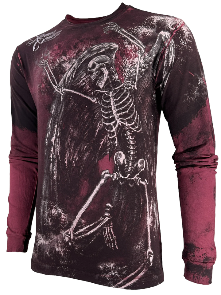 Xtreme Couture By Affliction Men's Long Sleeve T-shirt Relinquish Skull ...