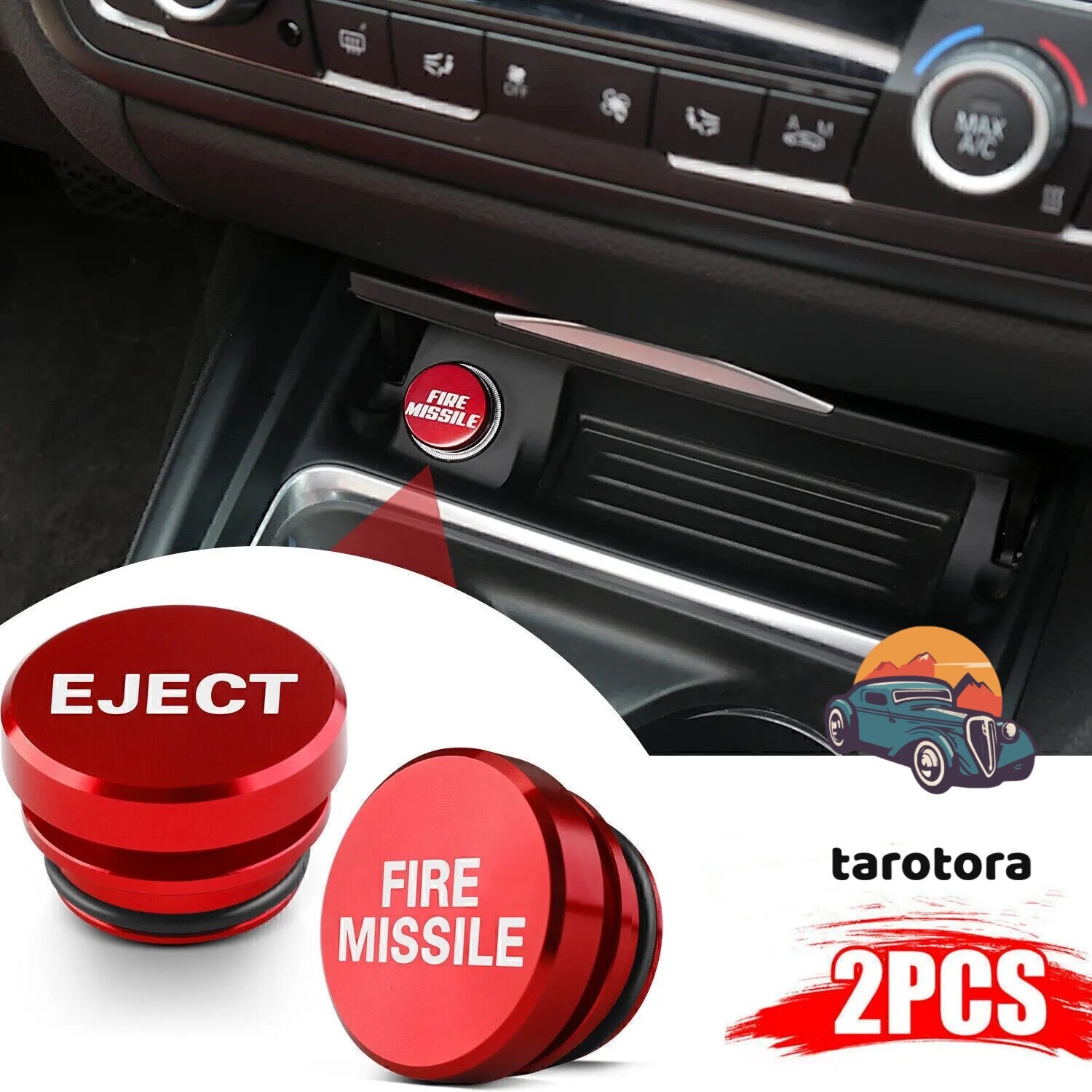 2X Universal Car Cigarette Lighter Cover Fire Missile Eject Button ...