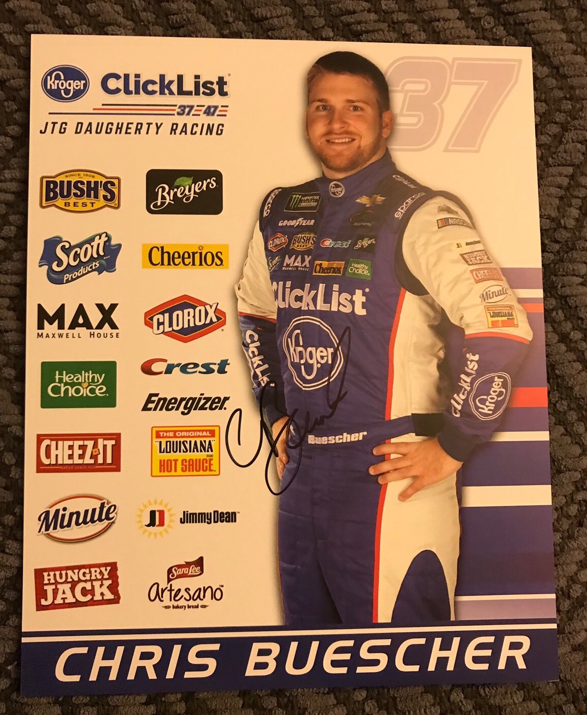 Chris Buescher Signed Promo Hero Card Nascar Autographed 2018 | eBay