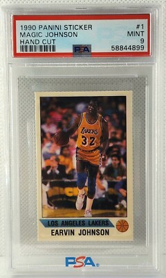 Magic Johnson 1990 Panini Sticker Hand Cut #1 PSA 9 Lakers | eBay