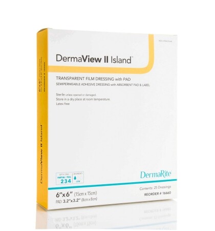 DermaRite Dermaview II Island Transparent Film Dressing with Pad | eBay