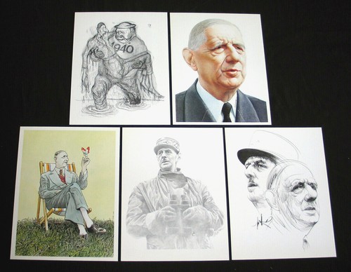 GENERAL DE GAULLE 5 PORTRAITS REVUE L'EXPRESS CARICATURE GUERRE ...