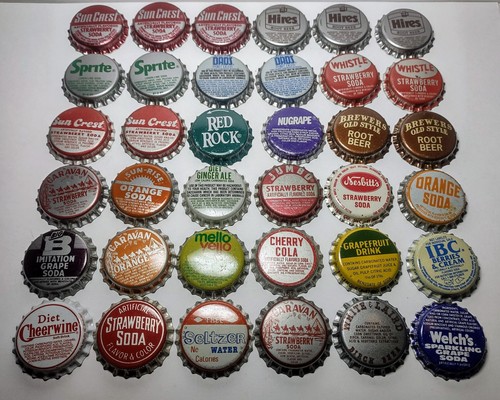 36 Vintage Unused Soda Pop Bottle Caps 1960's 1970's 1980's Mixed Lot ...