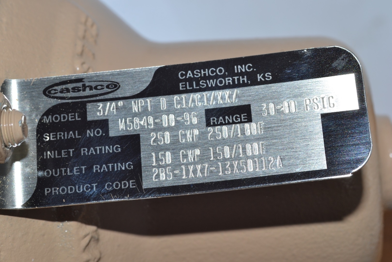 NEW Cashco Model D 3/4'' Pressure Reducing Regulator 30-80 PSI 250 CWP ...