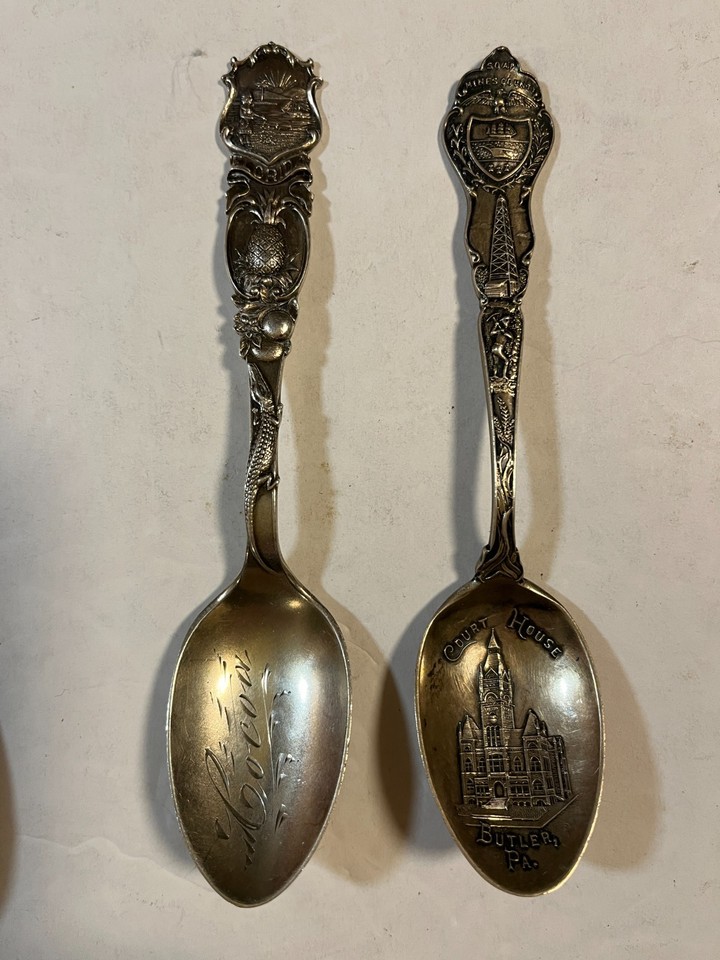 12 STERLING SILVER SOUVENIR SPOONS SCRAP OR USE 216 GRAMS | eBay