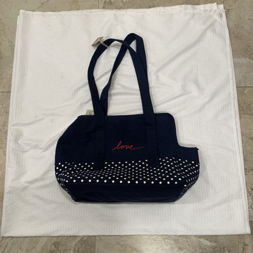 Ellen DeGeneres Pet Carrier Tote Bag Canvas Cotton Blue Polkadot | eBay