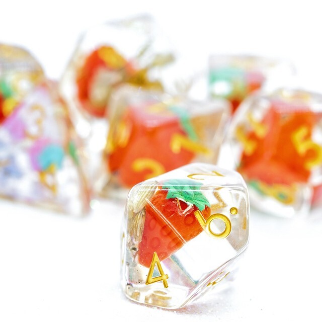 Sage's Familiars - Magic Strawberries Resin Polyhedral Dice Set | RPG ...