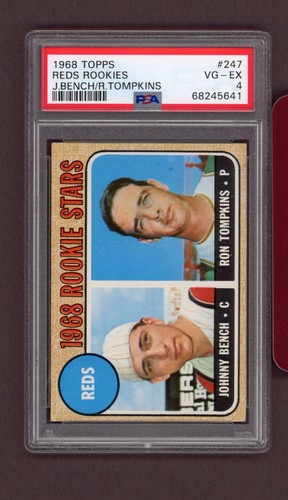 1968 Topps Johnny Bench Reds Rookies RC HOF #247 VG-EX PSA 4 | eBay