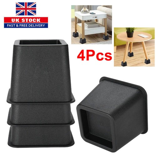4x Heavy Duty Bed Chair Riser Feet Leg Lift Furniture Extra Raiser ...