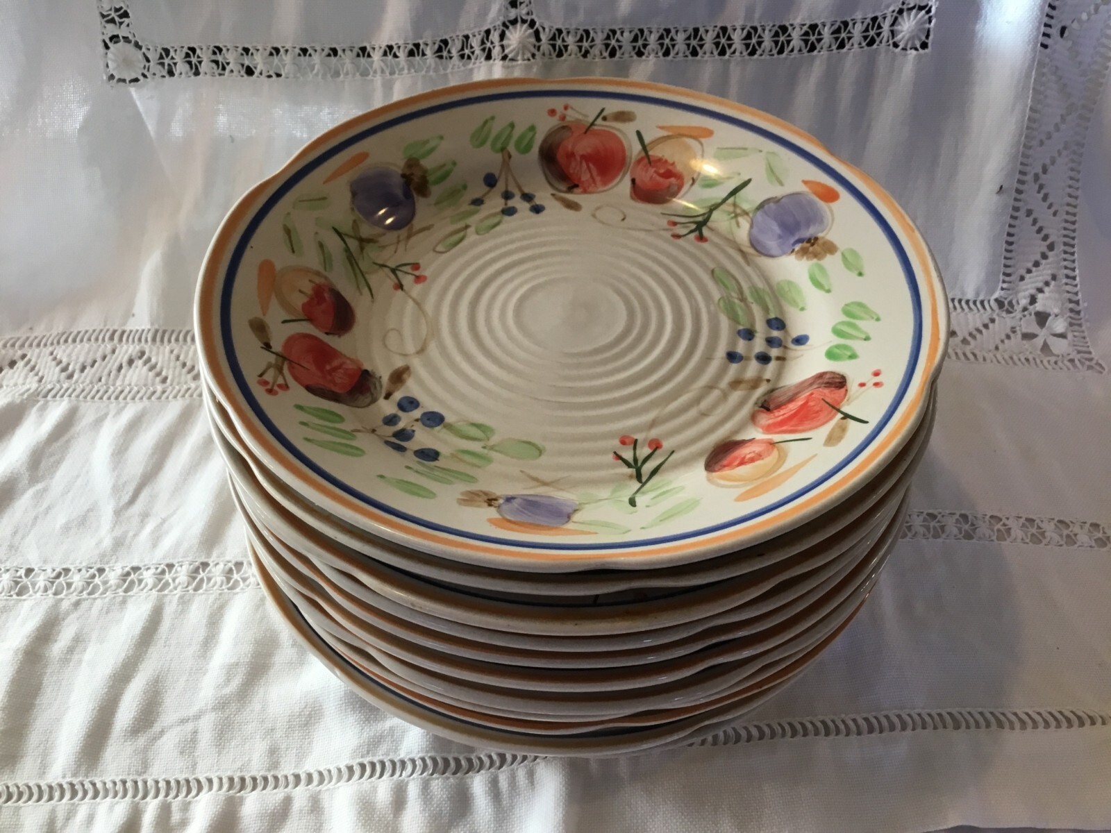 Royal Norfolk Plate Fruit Pattern RNF116 - Set of 4 Deep Dish Dinner ...