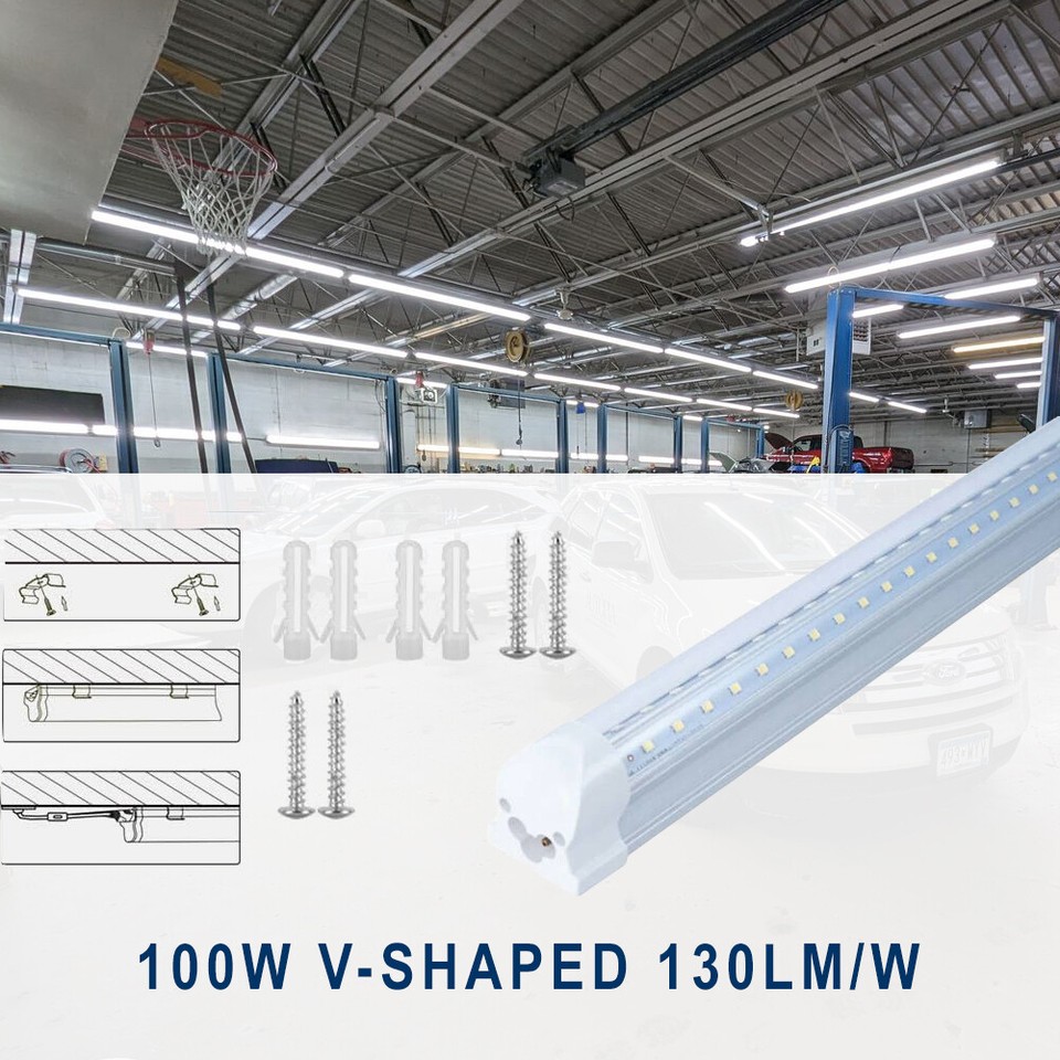 T8 8FT integrated LED Tube Light Bulbs 8foot 100W Linkable LED Shop ...