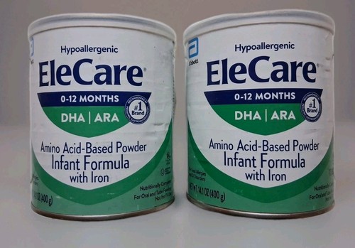 LOT OF 2 EleCare Infant Formula Powder Hypoallergenic Amino Acid 14.1 ...