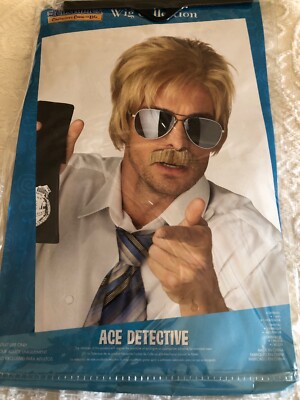 W578 Ace Detective Police FBI 1970s 1980s News Reader Costume Wig with ...