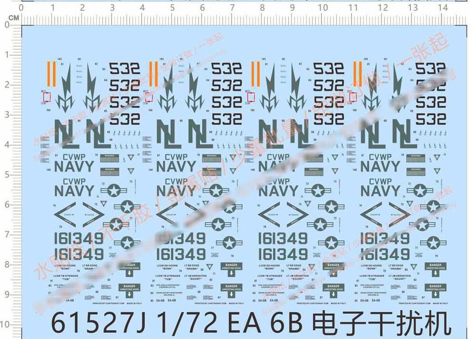 1/72 US Marine EA-6B Prowler VAQ-133 Wizards 161349 Markings Water ...