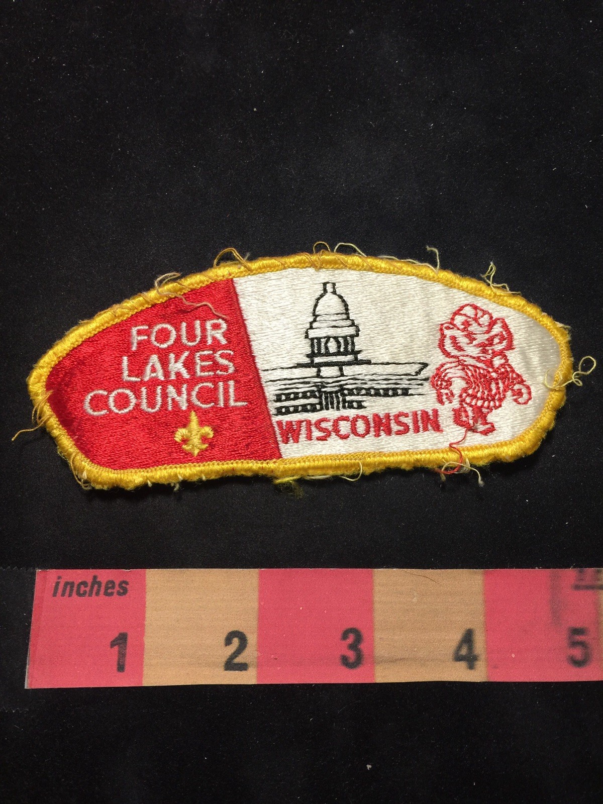 Vtg Wisconsin BADGERS Boy Scouts FOUR LAKES COUNCIL Shoulder Patch 89I5 ...