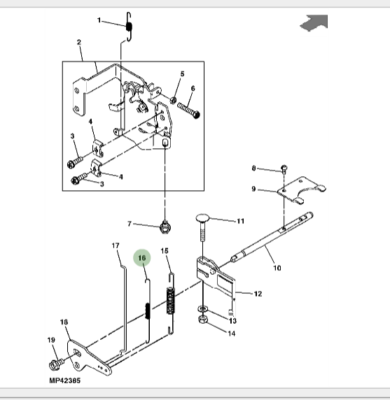 Genuine John Deere Ride On Mower Governor Linkage Spring X380 MIU12439 ...