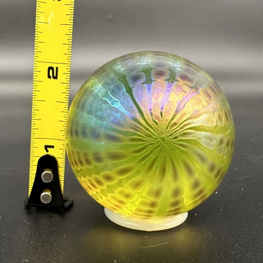 Mark Matthews Art Glass Marble Indian Corn Uranium Iridescent Signed 2 ...