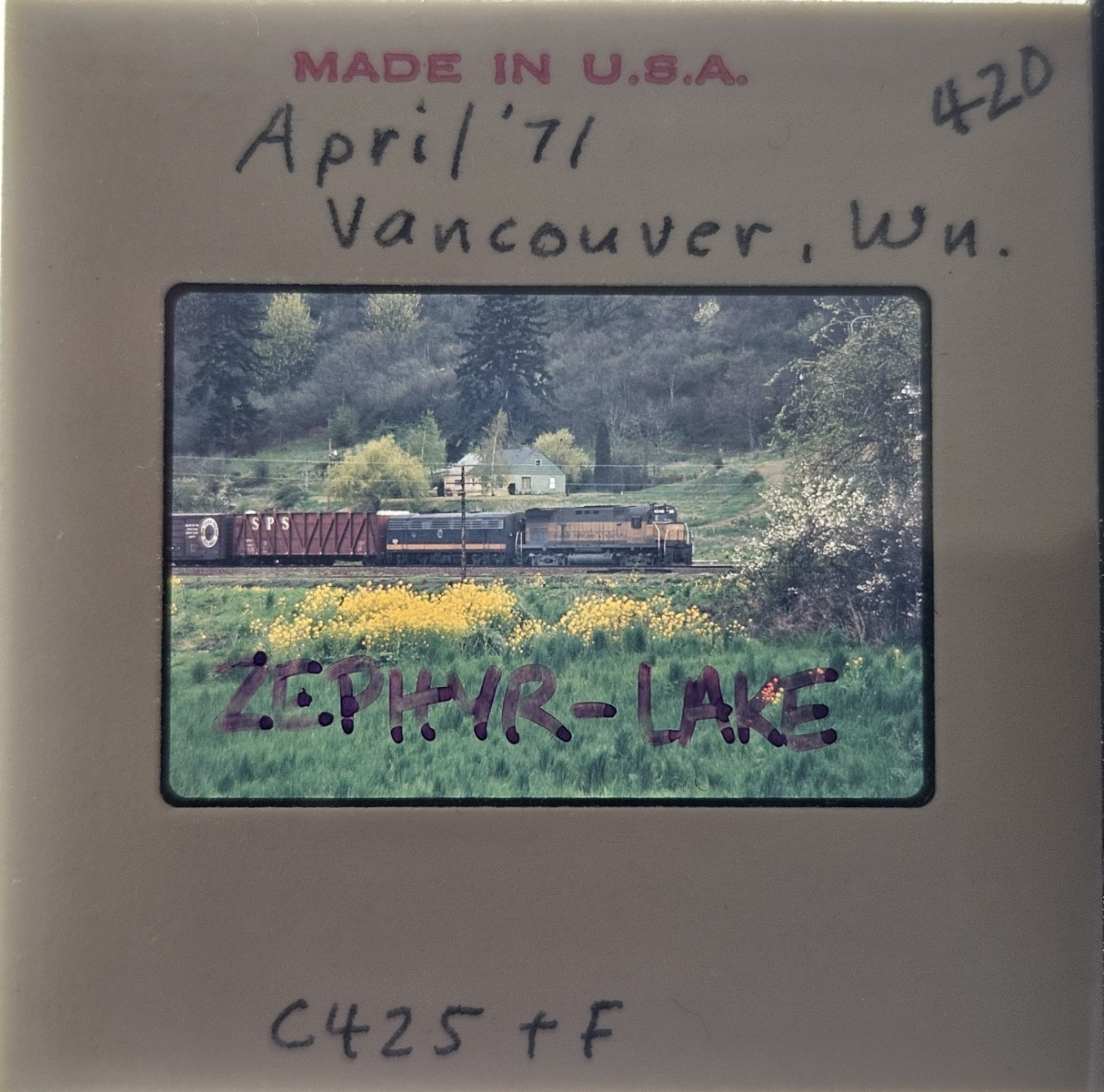 ZL-1565 Original Slide SP&S #4246 C425 GN #851 F9B Freight Action Van ...