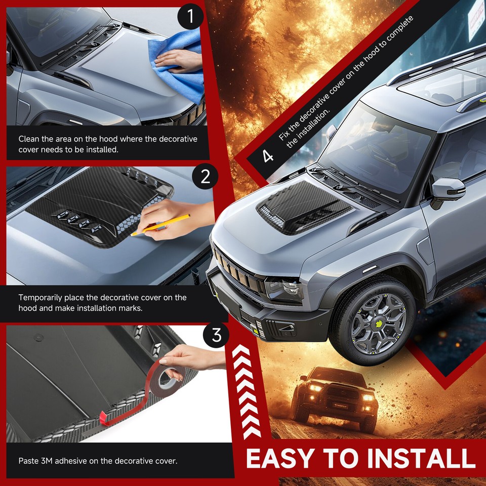 For Ram 1500 2500 3500 Carbon Air Flow Intake Hood Scoop Vent Trim ...